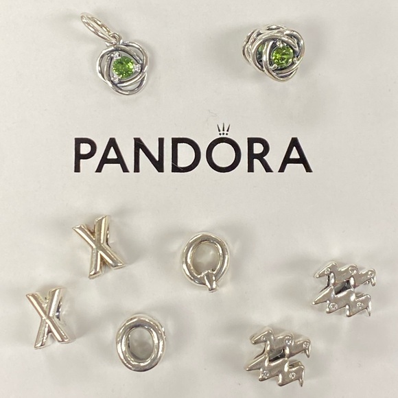 Pandora | Jewelry | Pandora Silver And Green Charm Set | Poshmark